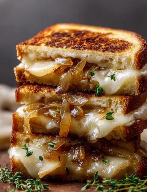Pear & Apple Grilled Cheese With Caramelized Onions